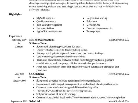 Resume Format For Software Tester Fresher Best Software Testing Resume Example From Professional