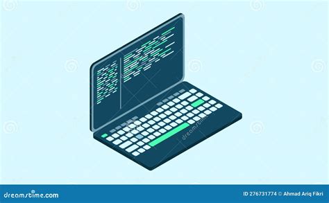 Isometric Laptop With Coding Programming Concept Digital Learning