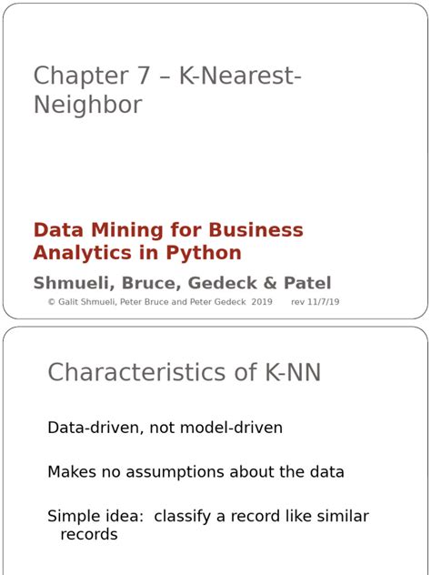 chapter 7 k nearest neighbor data mining for business analytics in