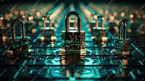 Premium Photo An Array Of Padlocks On A Digital Circuit Background