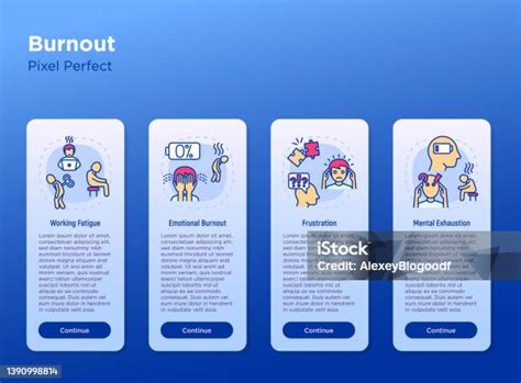 얇은 라인 아이콘 세트 작업 피로 감정적 인 소진 좌절 정신 피로와 소진 개념 전문적인 위기 우울증 과로 한 남자 낮은 활동