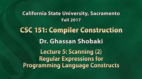 Compilers Lecture Scanning Regular Expressions For Programming Languages YouTube