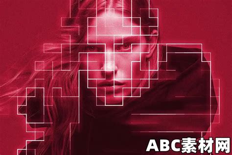 红色科幻矩阵风格照片效果叠加图层ps模板red Sci Fi Matrix Photo Effect 282724457abc素材资源网
