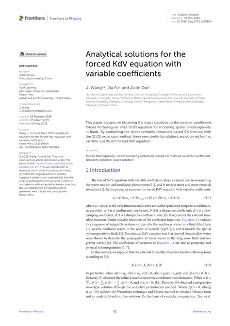 Pdf Analytical Solutions For The Forced Kdv Equation With Variable