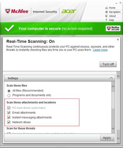Mcafee Internet Security Enable The Real Time Scanning Of Network Drives Mcafee Internet Security Enable The Real Time Scanning Of Network Drives