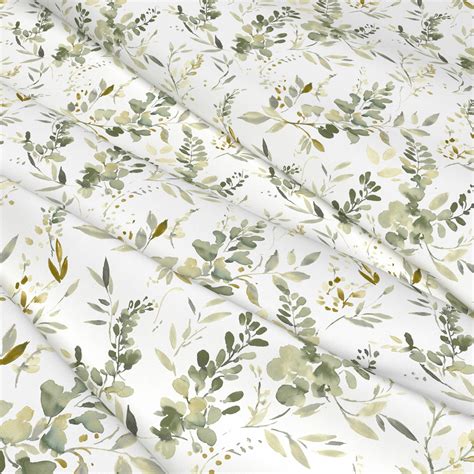 Harumi Eucalyptus Printed Cotton Fabric The Pure Edit