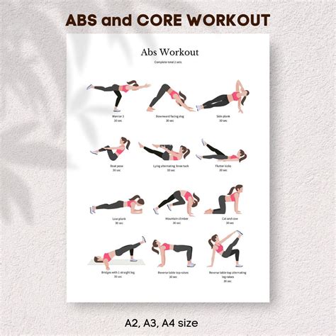 Abs And Core Exercises Printable Guide Digital Download Etsy