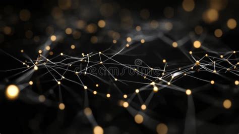 Abstract Network Glowing Nodes Interconnecting Lines Dark Background