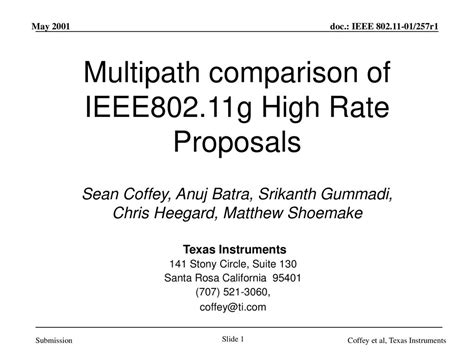Multipath Comparison Of Ieee802 11g High Rate Proposals Ppt Download