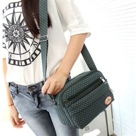 Badu Bg Модна дамска платнена чанта с многоцветни щампи на точки актуална чанта през рамо