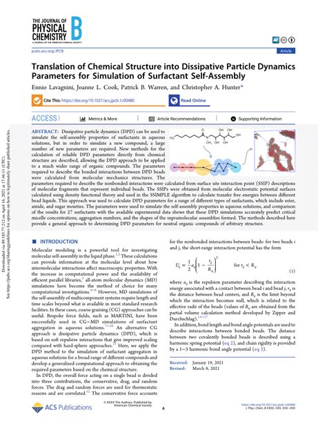 pdf translation of chemical structure into dissipative particle