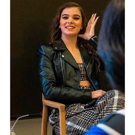 Asymmetrical Biker Hailee Steinfeld Black Leather Jacket Jackets Masters