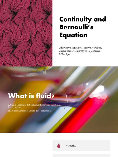 Continuity And Bernoullis Equation Pdf Fluid Dynamics Reynolds Number