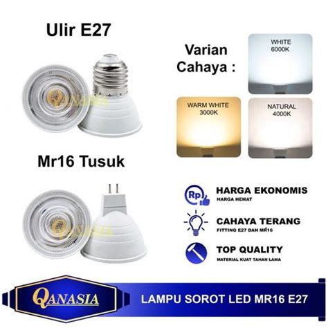 Jual Lampu Halogen Led Sorot Watt Spotlight W W W Fitting E Mr W E Warmwhite