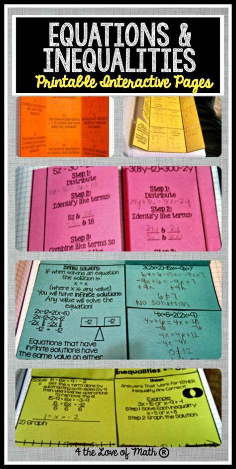Equations And Inequalities Interactive Notebook Pages Equations