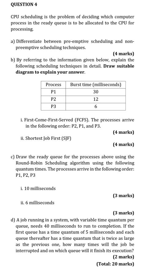 Solved QUESTION CPU Scheduling Is The Problem Of Deciding Chegg Com