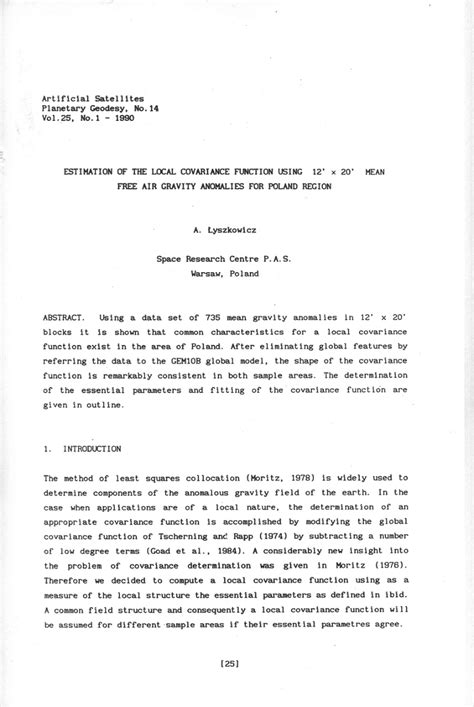 Pdf Estimation Of The Local Covariance Function Using 12 X 20 Mean