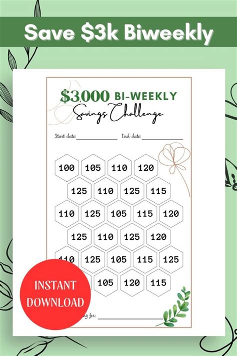 3k Savings Challenge Boho Bi Weekly Tracker Pdf Printable Etsy