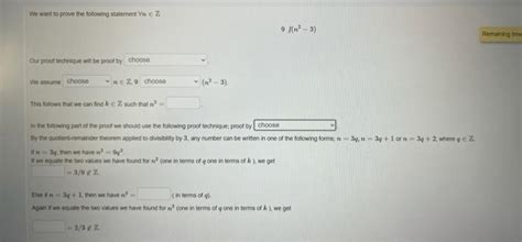 We Want To Prove The Following Statement Vn E Z X Chegg
