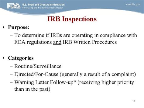 Fdas Bimo Inspection Program And Irb Inspections Va