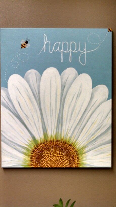 Bee Happy Flower Painting Canvas Cute Canvas Paintings Flower Painting