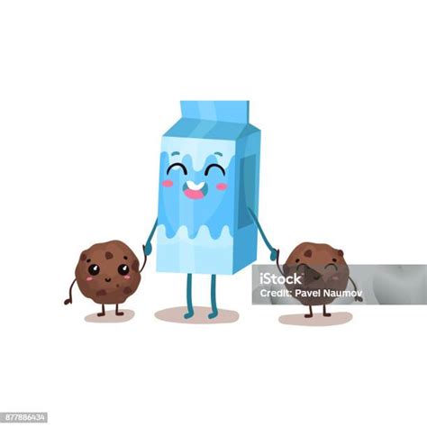 우유와 쿠키의 귀여운 상자는 가장 친한 친구 건강 한 어린이 메뉴 벡터 일러스트 레이 션 건강한 생활방식에 대한 스톡 벡터 아트 및 기타 이미지 건강한 생활방식 귀여운