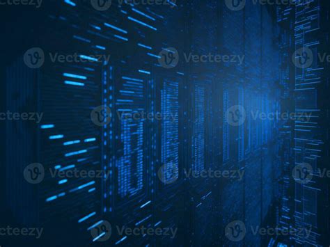 Ai Generated Blue Digital Binary Data On Computer Screen Background