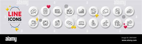 Inflation Salary And Bus Line Icons For Web App Printing White Buttons 3d Icons Vector
