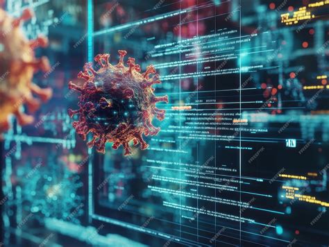 Virus Genome Sequence Floating In A Holographic Display Premium Ai