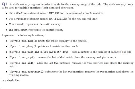 Solved Q A Static Memory Is Given In Order To Optimize The Chegg