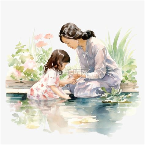 建模妈妈和女儿元素立体免抠图案素材图片免费下载 千库网