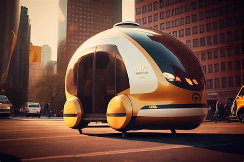 Premium Ai Image Autonomous Taxi Drops Off Passenger And Drives Away