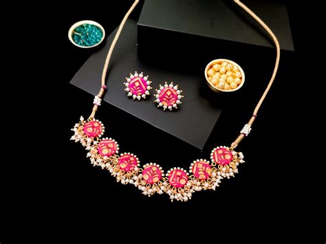 Rani Pink Statement Choker Set Ammanya Finest Handcrafted Jewellery