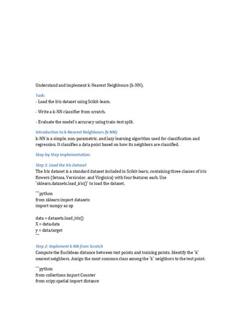 Lab 10 Manual And Assignment On Knn Pdf Algorithms And Data Structures Machine Learning