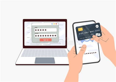 Character At Office Desk Making Secure Payment With Credit Card And Character At Office Desk Making Secure Payment With Credit Card And