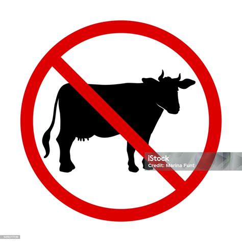 암소 아이콘 금지 우유 또는 유제품 쇠고기의 사용 금지 또는 암소 통로가 닫혀 있습니다 금지됨에 대한 스톡 벡터 아트 및 기타