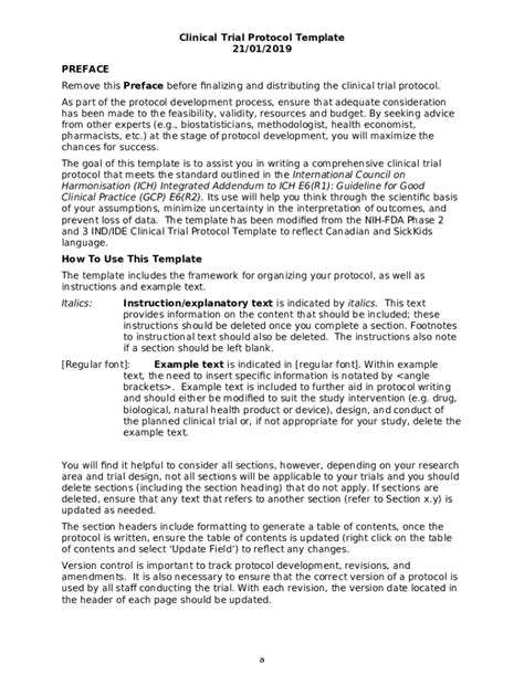 Nih Fda Phase 2 And 3 Indide Clinical Trial Protocol Template Preface