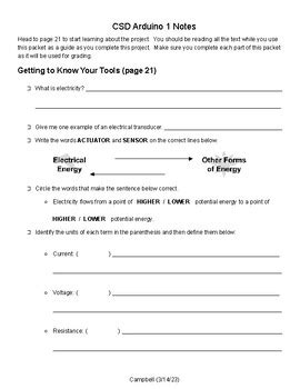 Arduino Project 1 Notes By MikeJC101185 TPT