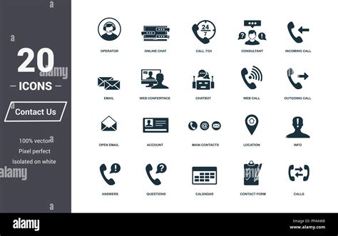 Contact Us Icons Set Premium Quality Symbol Collection Contact Us
