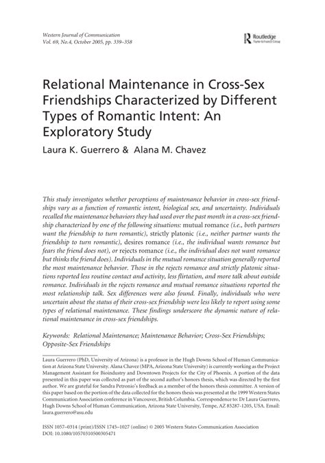 Pdf Relational Maintenance In Cross‐sex Friendships Characterized By Different Types Of