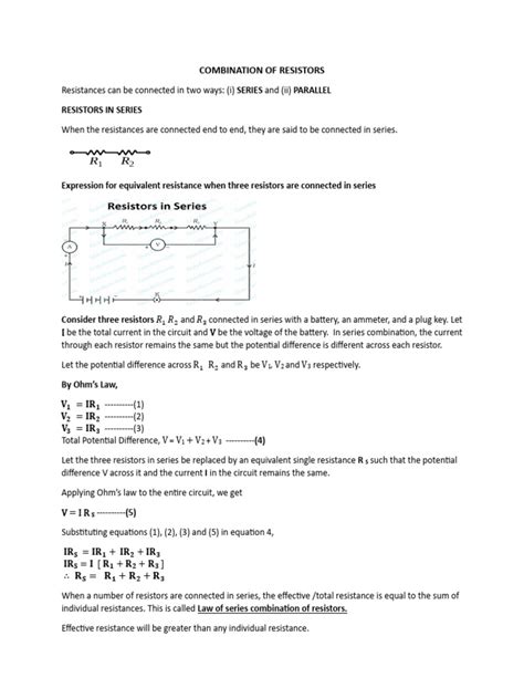 Combination Of Resistors Pdf Series And Parallel Circuits Resistor