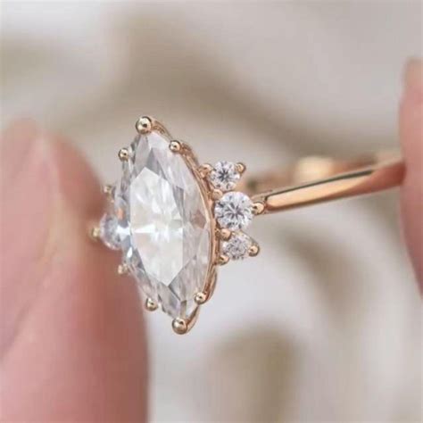 3ct Marquise Cut Moissanite Engagement Ring 14k Solid Gold Ring