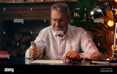 Annoyed Caucasian Old Elderly Man Write Paperwork Mistake Office Incorrect Wrong Crumpling Sheet