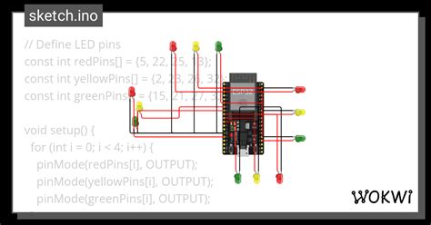 4 Way Traffic Light Wokwi Esp32 Stm32 Arduino Simulator