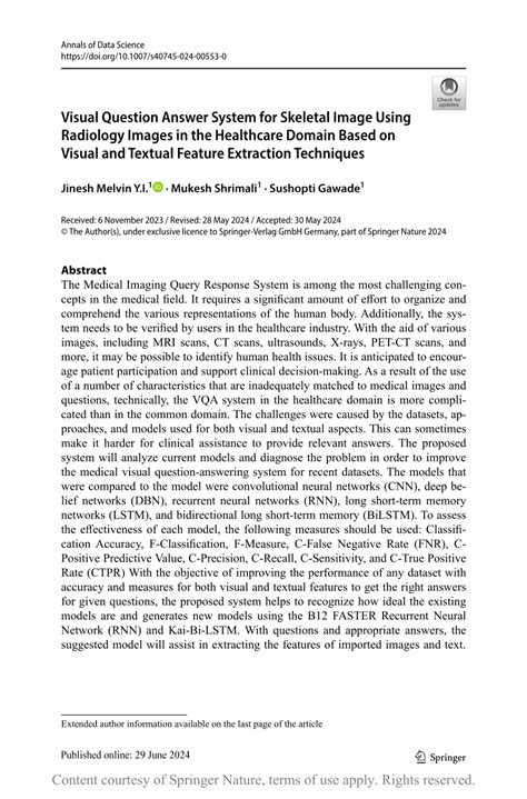 Visual Question Answer System For Skeletal Image Using Radiology Images