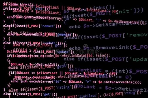 Programming Code On Black Screen Red Text Stock Image Image Of Programmer Monitor
