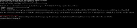Renewal Of Ssl Certificate Failed Timeout During Connect Likely Firewall Problem