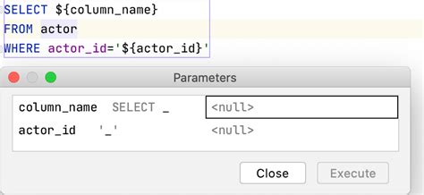 User Parameters Datagrip