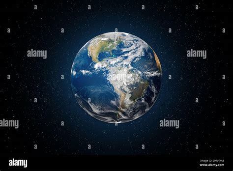 Planet Earth Globe View From Space With North And South America This