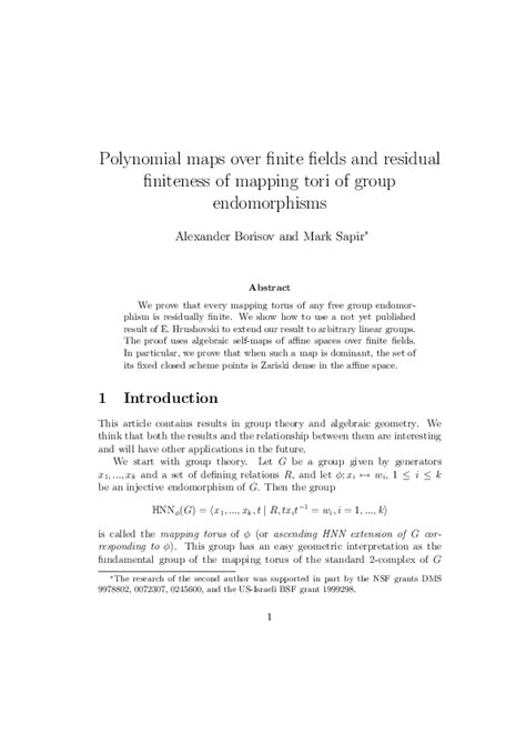 Pdf Polynomial Maps Over Finite Fields And Residual Finiteness Of Mapping Tori Of Group